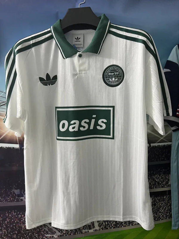 Adidas x Oasis 25/26 White/Green Tour Jacquard Jersey – Official ...