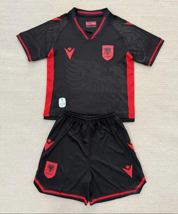 Albania 25/26 Black/Red Third Away Kids Jersey Set – Official Football ...