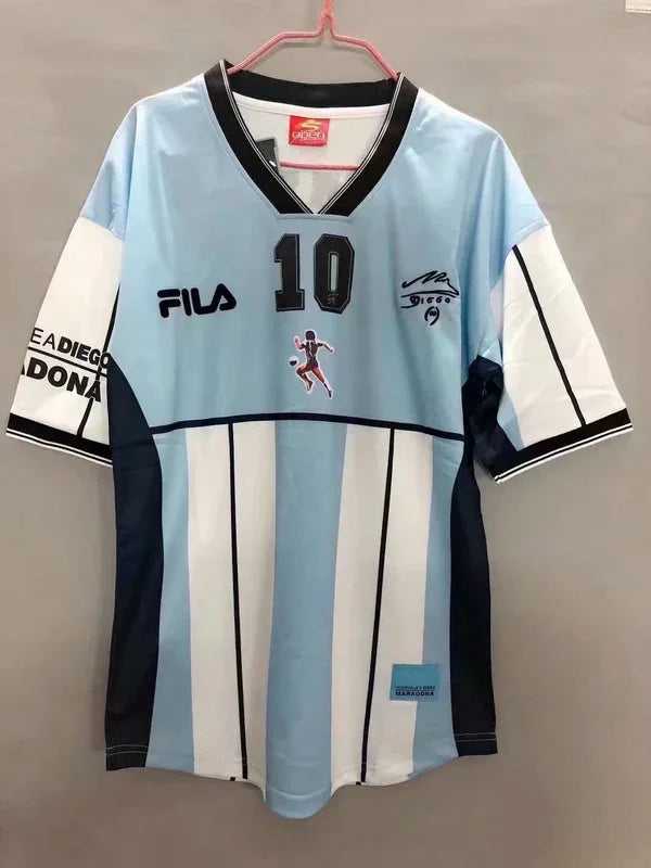 Argentina 2001 Maradona Commemorative Retro Jersey – Iconic White Blue ...