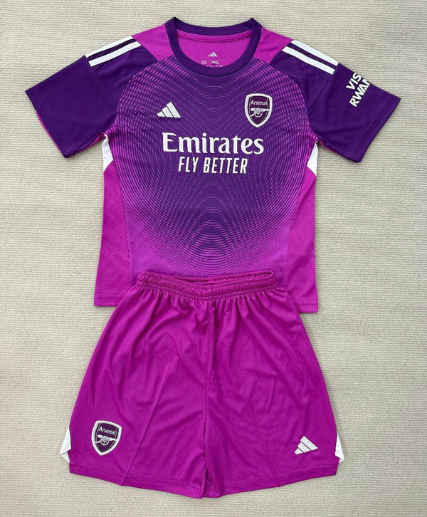 Arsenal 25/26 Purple Goalkeeper Kids Jersey Set – Youth Football Kit ...