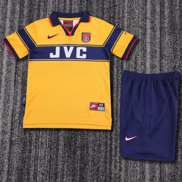 Arsenal 97/99 Gold Retro Away Kids Kit – Classic Youth Jersey in ...