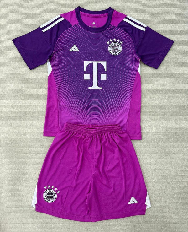 Bayern Munich 25/26 Purple Goalkeeper Kids Jersey Set – Youth Football ...