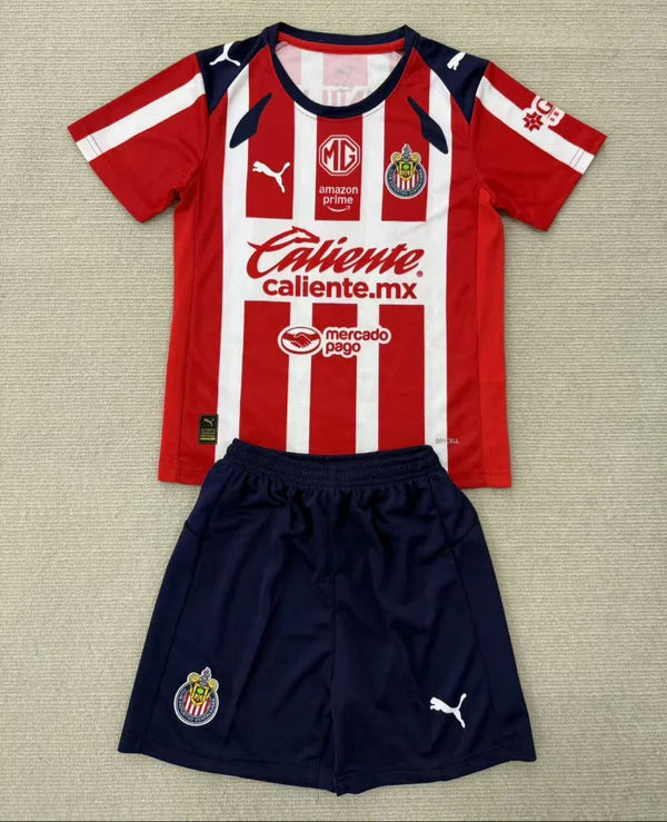 Chivas de Guadalajara 25/26 Home Kids Jersey Set – Youth Match Kit ...