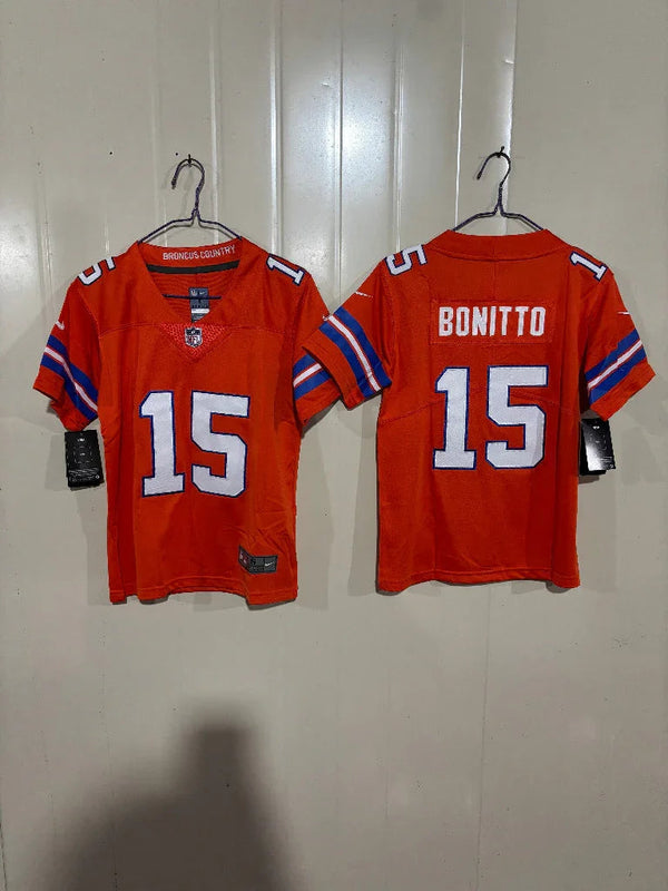 Denver Broncos 25/26 Bonitto #15 Orange Kids Jersey – Youth Game Fit ...
