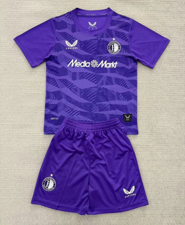 Feyenoord 25/26 Purple Goalkeeper Kids Jersey Set – Junior Goalie Kit ...