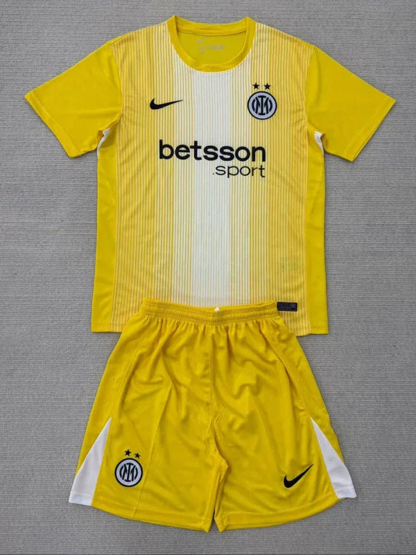 Inter Milan 25/26 Goalkeeper Kids Yellow Jersey Set – Kids Goalkeeper ...