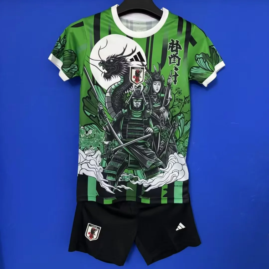 Japan 25/26 Green Samurai Warrior Special Kids Jersey Set – Youth Anime ...