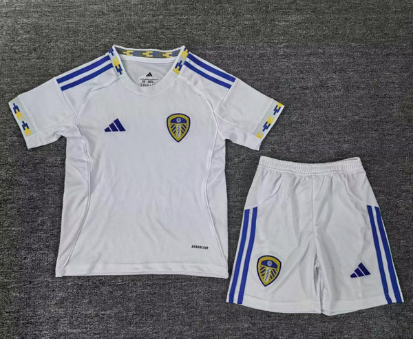 Leeds United 25/26 White Home Kids Kit – Youth Jersey Set – Concept Kits