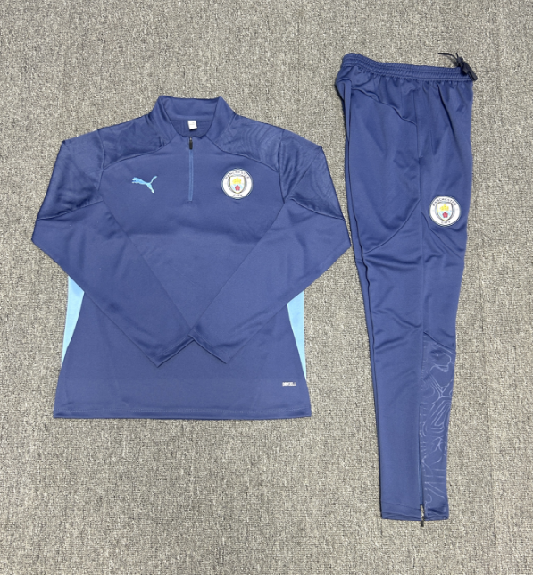 Manchester City 24/25 1/4 Zip Blue Long Sleeve Training Suit | Official ...