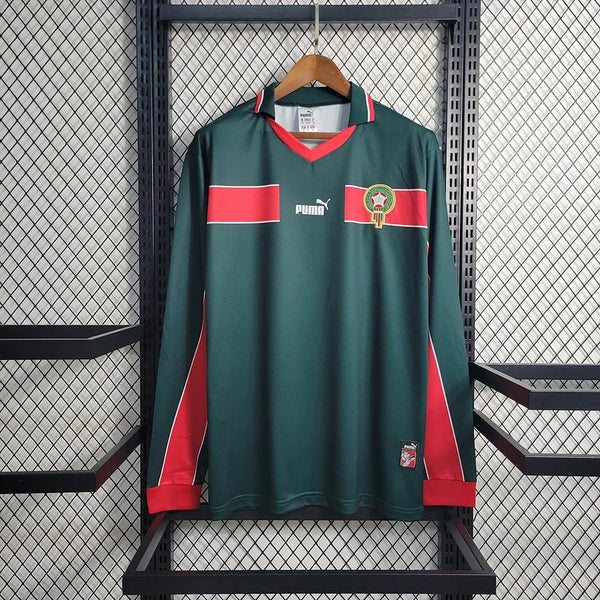 Morocco 1998 Vintage Retro Green/Red Home Long Sleeve Jersey – Classic ...