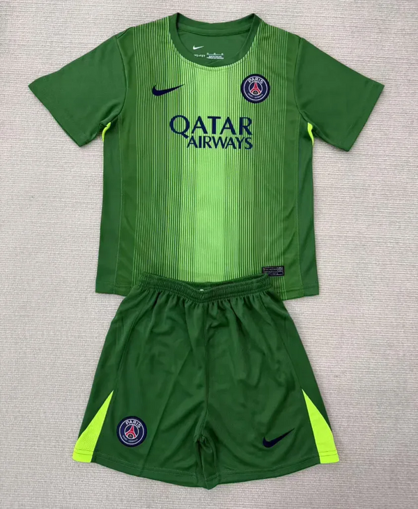 PSG 25/26 Green Goalkeeper Kids Jersey Set – Youth Keeper Kit – Concept ...