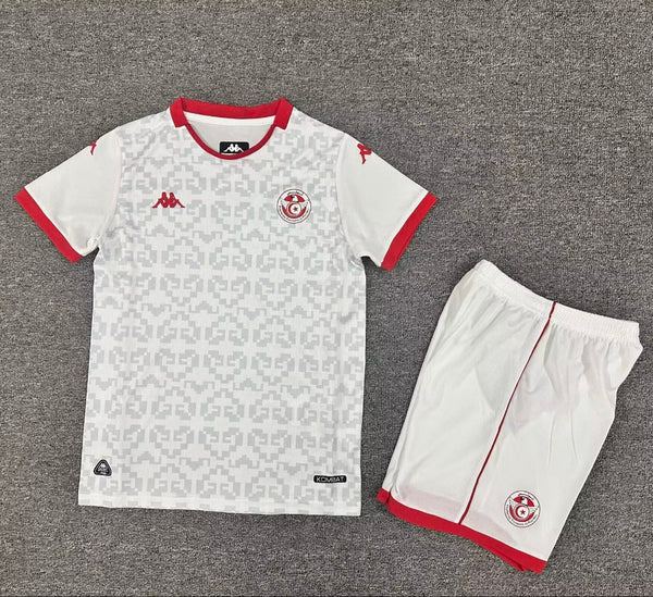 Tunisia 25/26 Away Kids Jersey Set – White & Red – Concept Kits