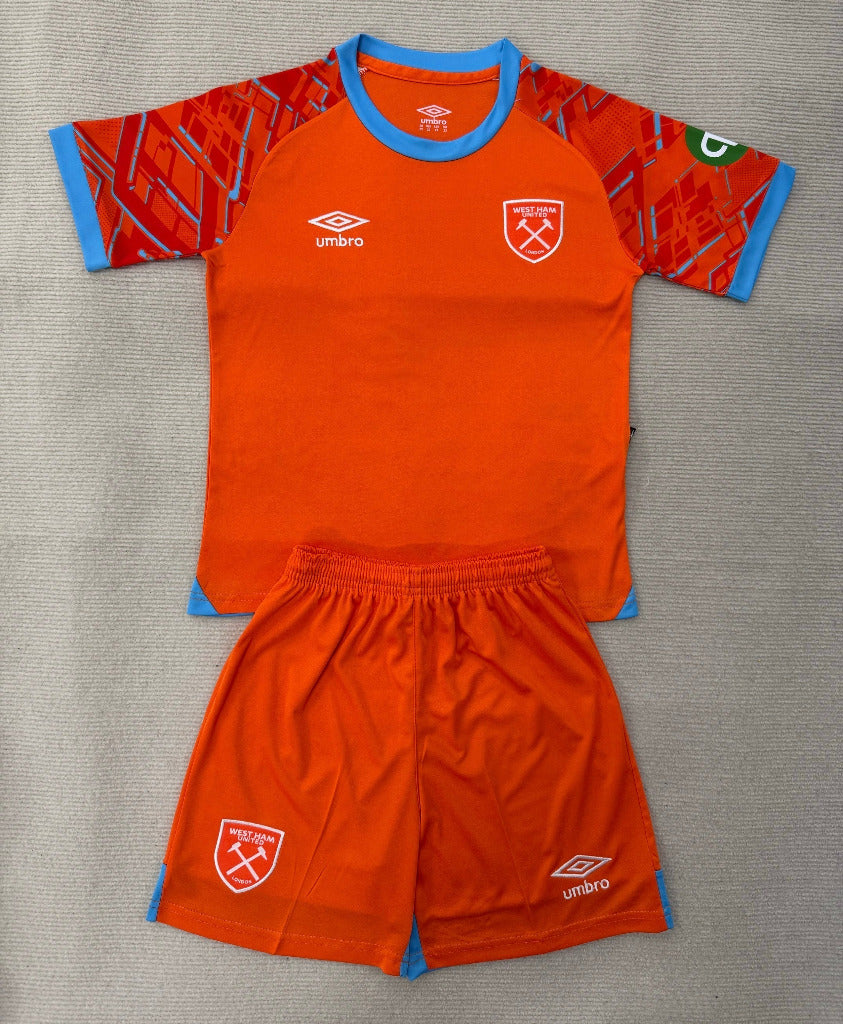 West Ham 25/26 Orange/Blue Goalkeeper Kids Jersey Set – Youth Club ...