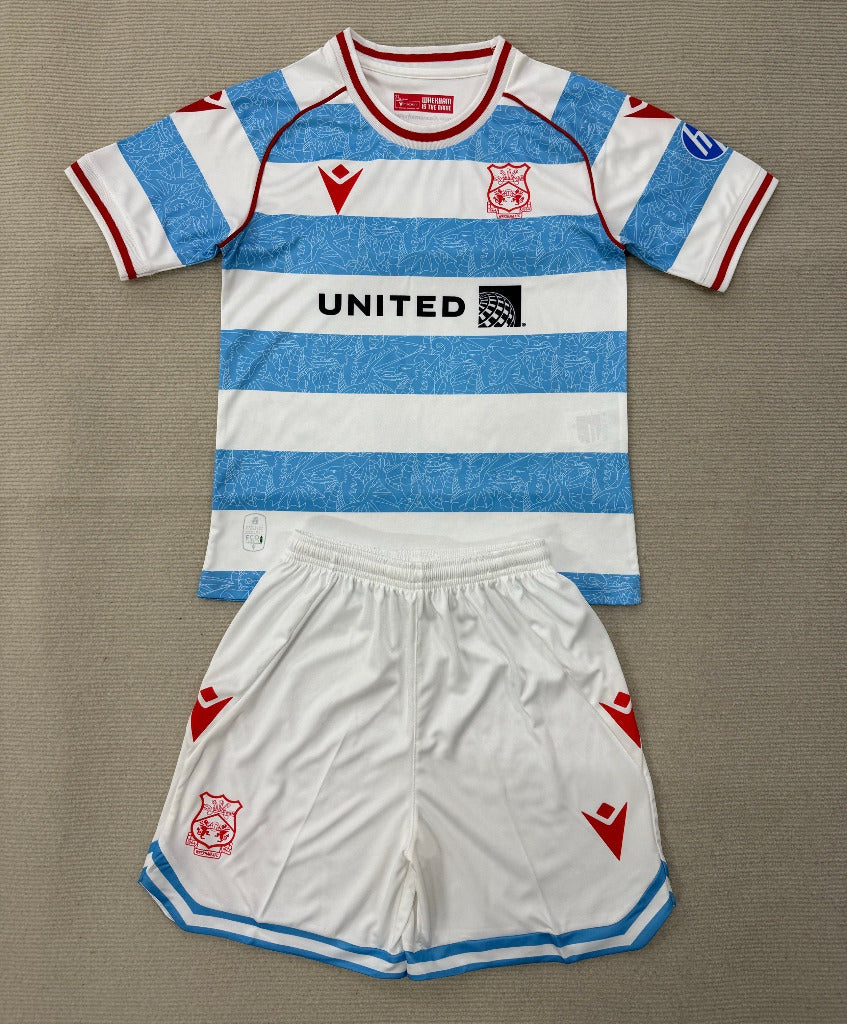 Wrexham 25/26 White & Blue Third Kids Jersey Set – Youth Football Kit ...