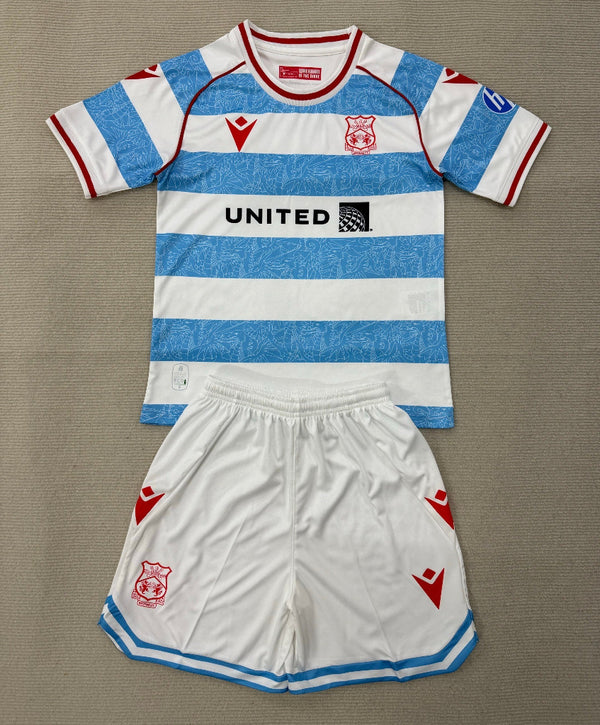 Wrexham 25/26 White & Blue Third Kids Jersey Set – Youth Football Kit ...